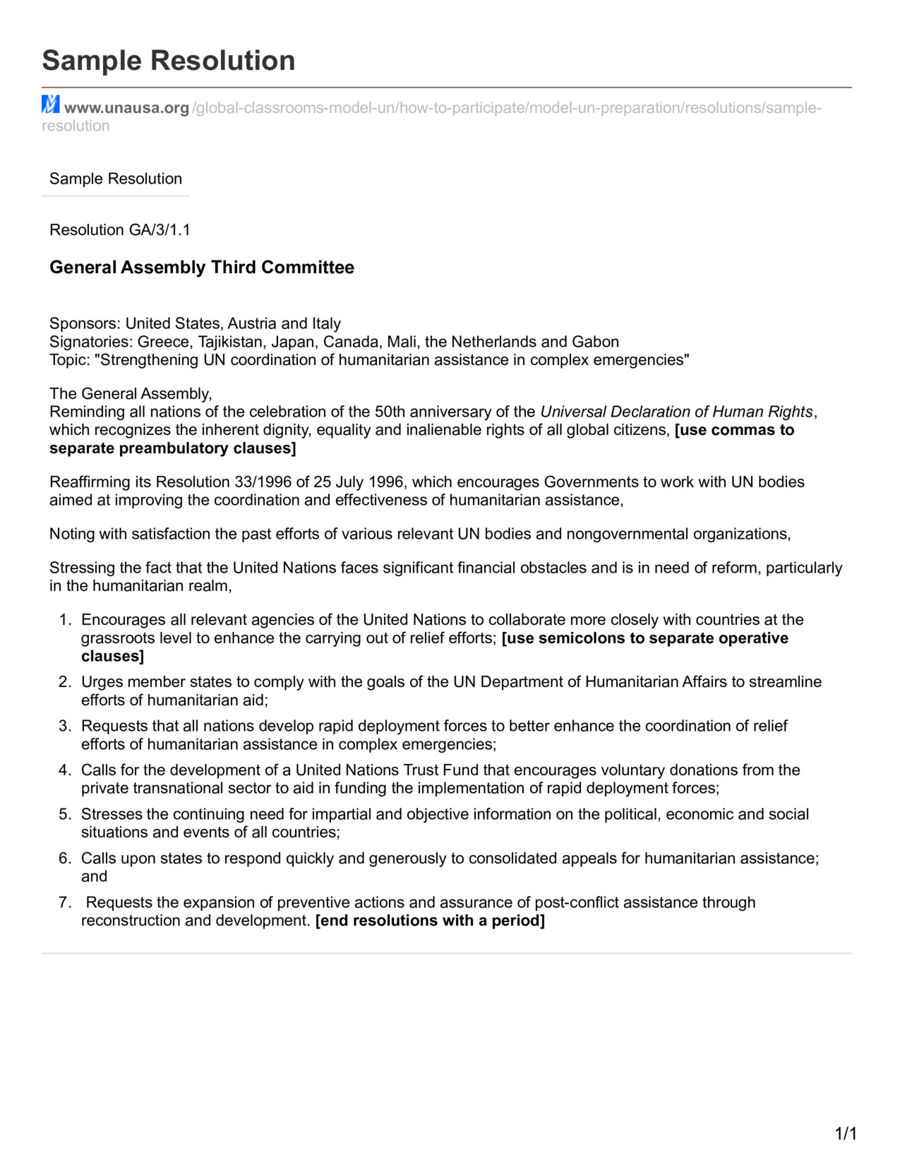 How To Write Woring Paper In Mun United Nations Documents Amun The Submitter Of The Working 