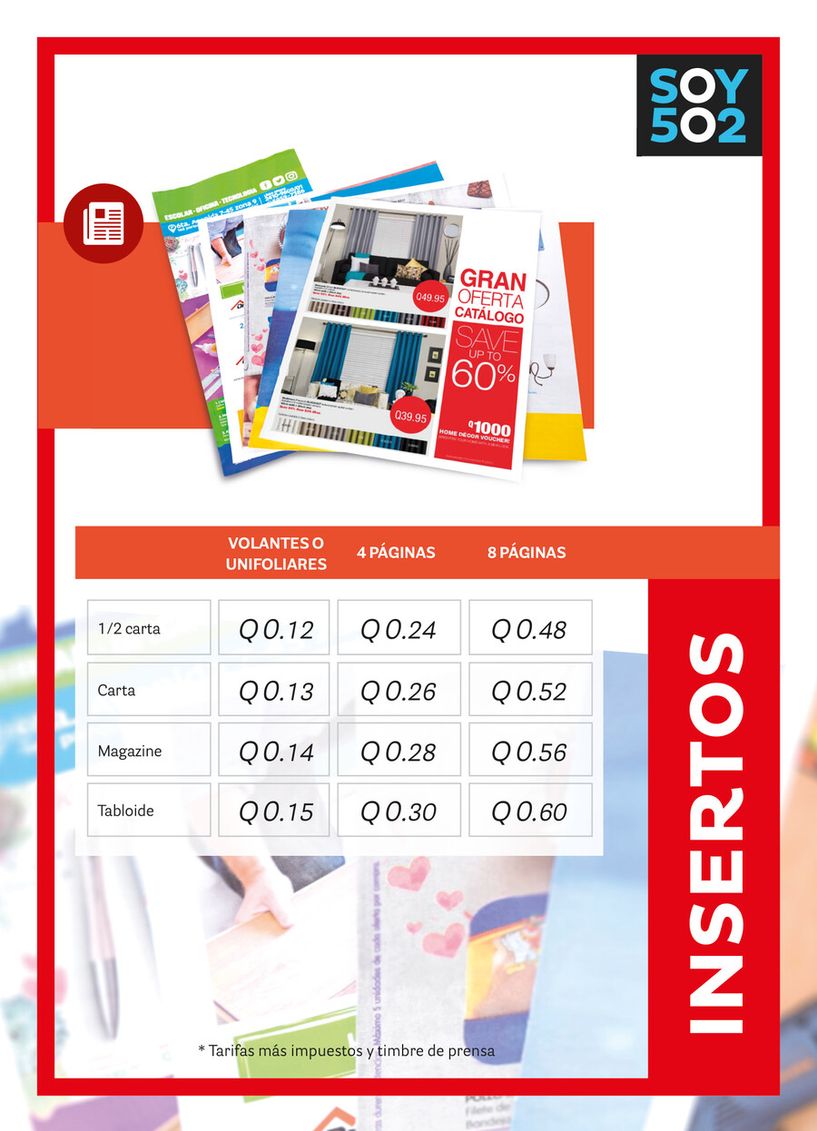 Tarifario Impreso 2021 | Soy502