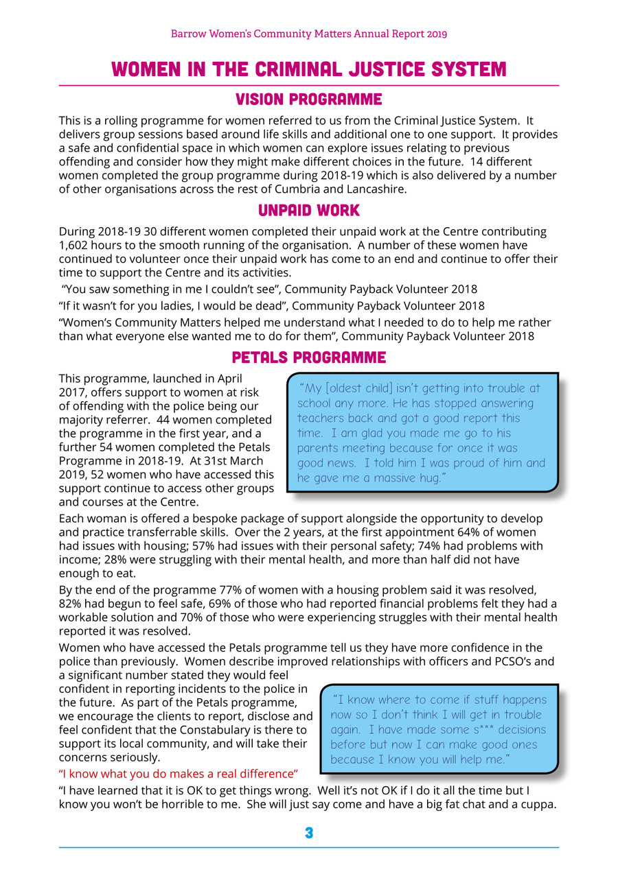 Women's Community Matters » Annual Reports