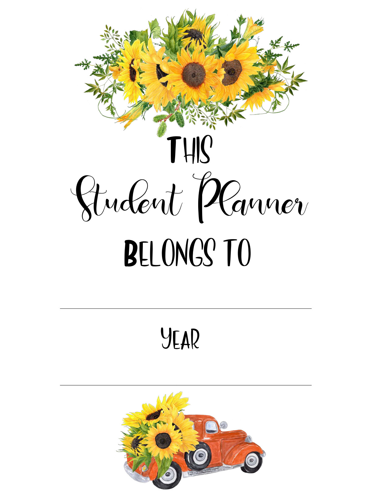 Sunflower Student Printable Planner (50 Pages)