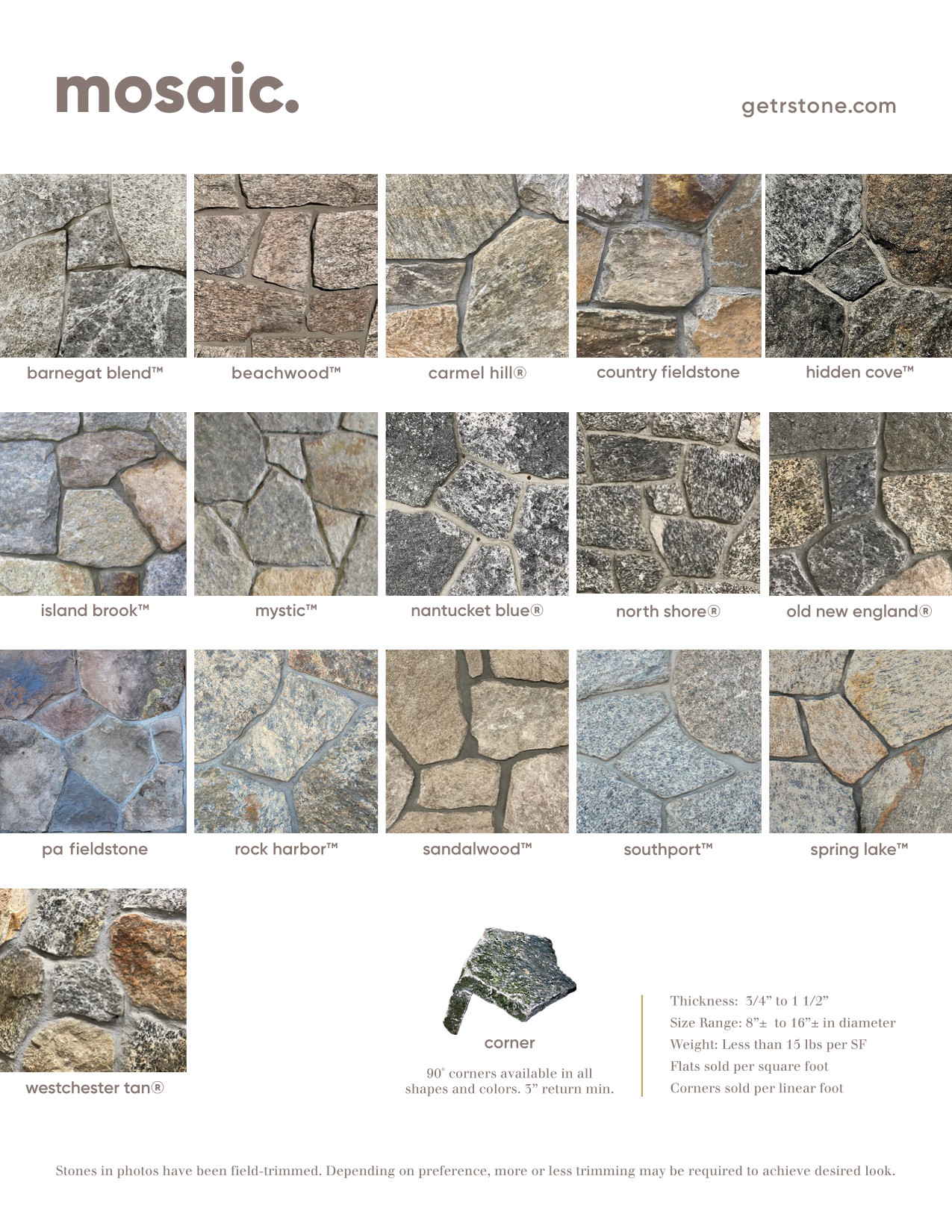 R-Stone Natural Thin Stone Veneer Catalog - Astro Masonry, Long Island, NY