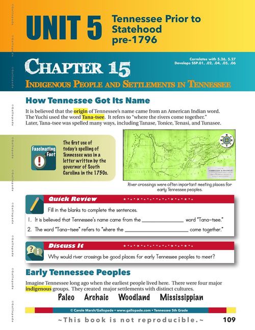 Tennessee 5th Grade Samples