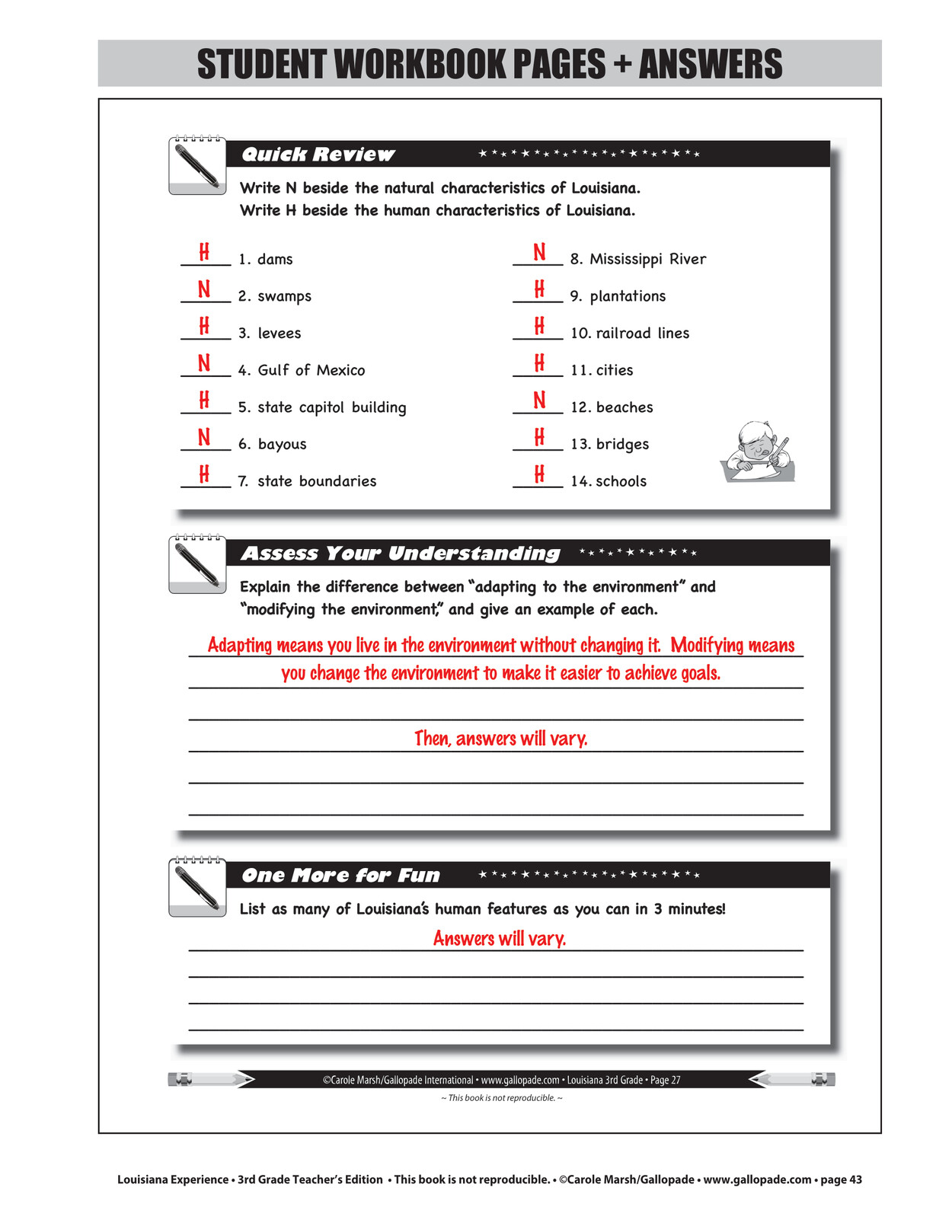 Louisiana 3rd Grade Samples