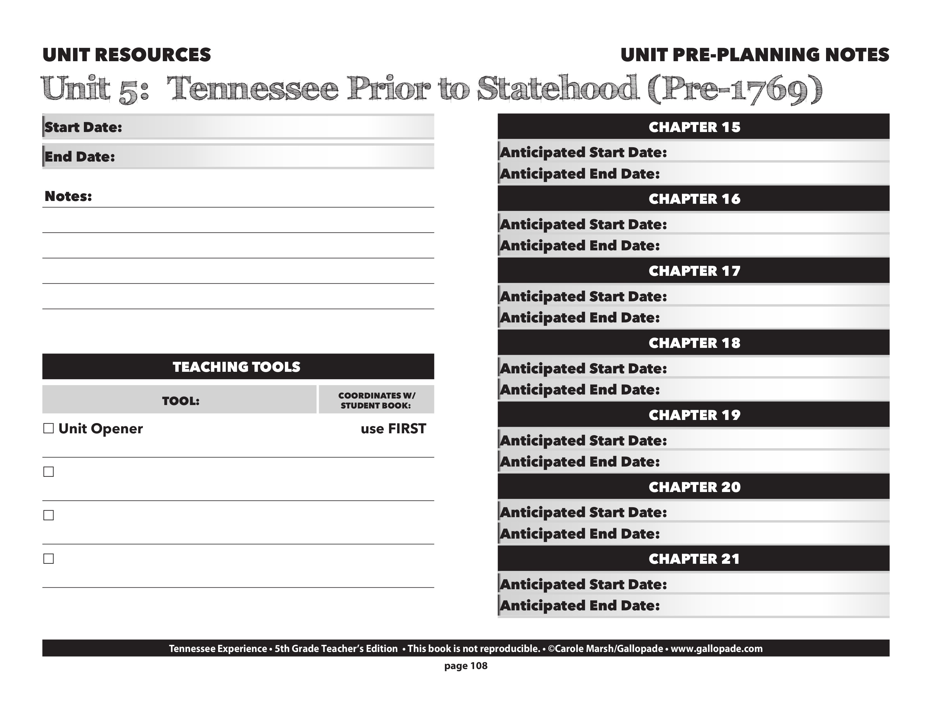Tennessee 5th Grade Samples