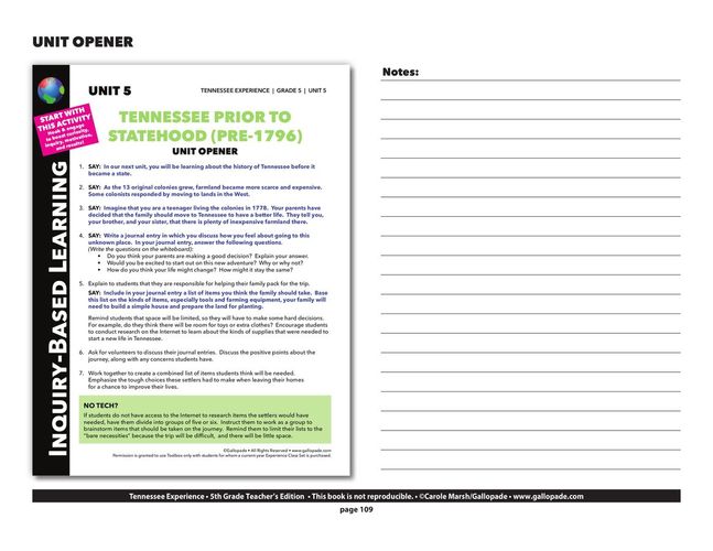 Tennessee 5th Grade Samples