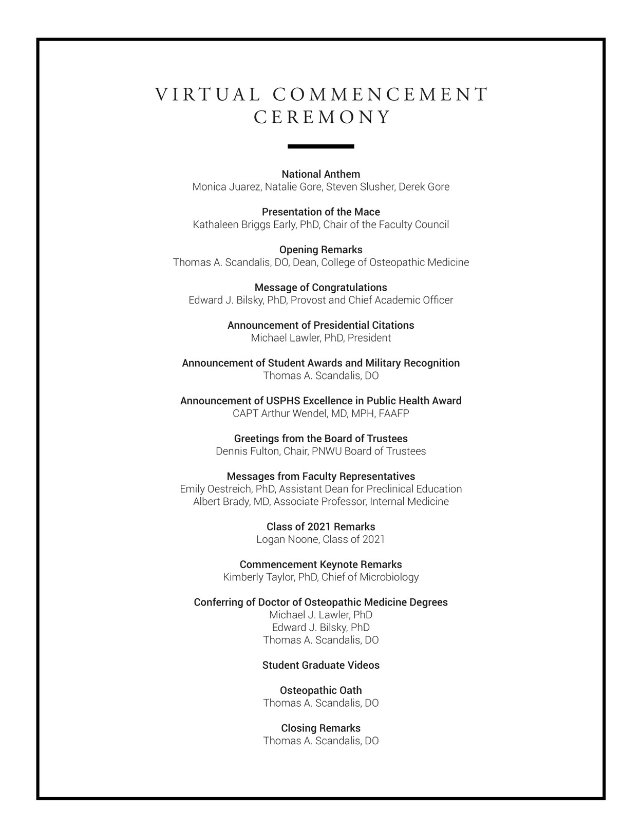 2021 Virtual Commencement Ceremony