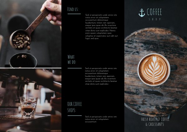 Dark Coffee Shop Tri Fold Brochure Template - Flipsnack
