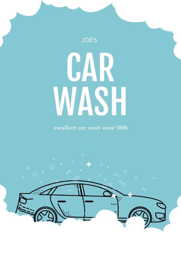 Blue Illustrated Car Wash Flyer Template Flipsnack